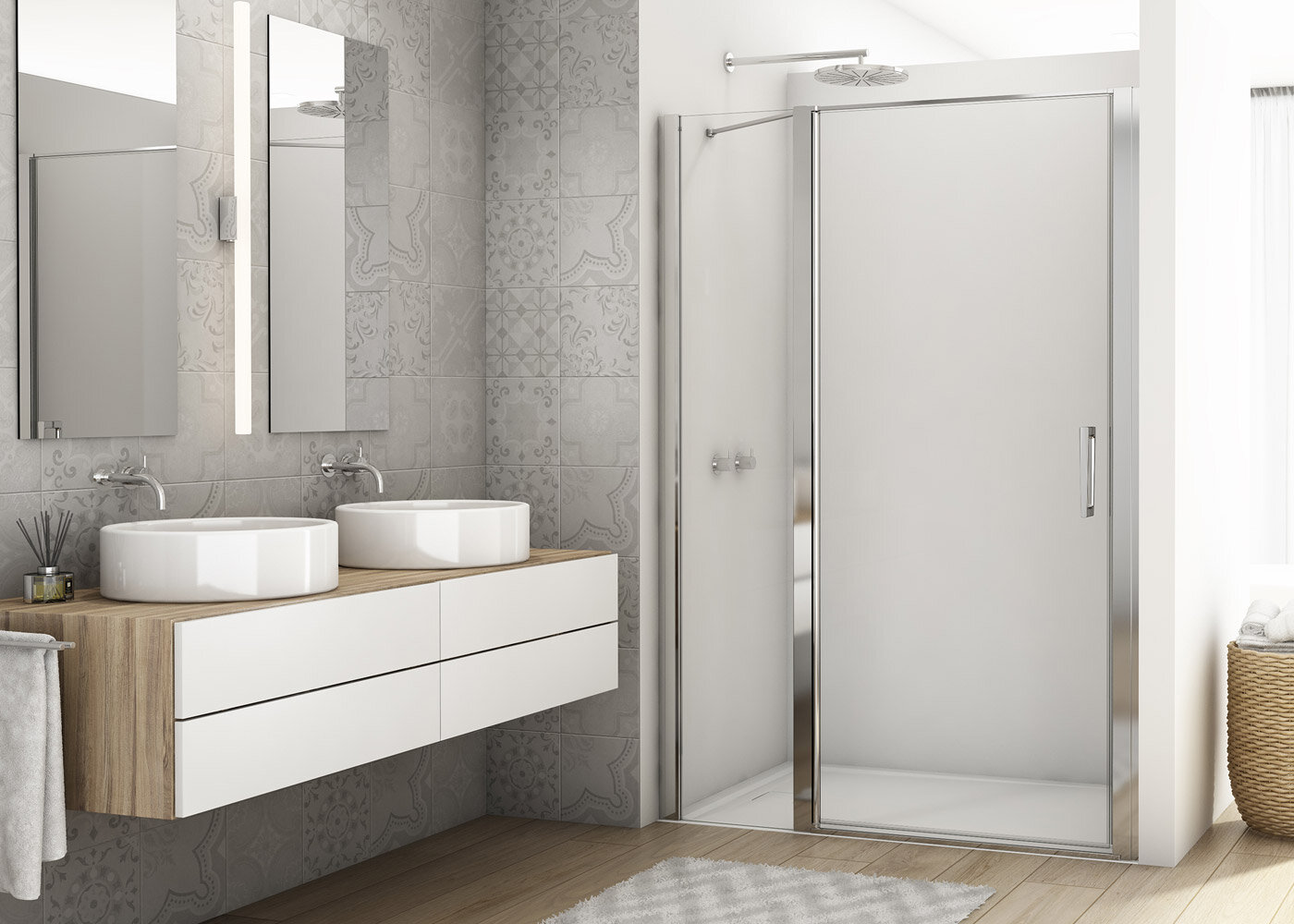 DIVERA D22T13 - Porte pivotante avec paroi fixe en ligne - Portes et ...